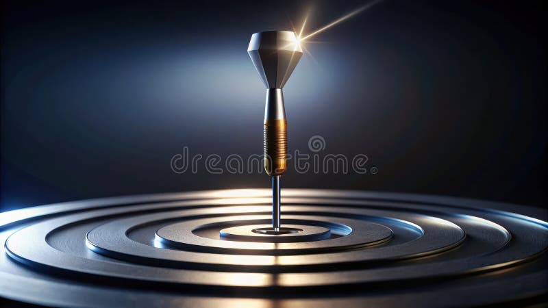 Precise Dart Striking Center of Metallic Target, Achieving Peak Performance and Ultimate Success ...