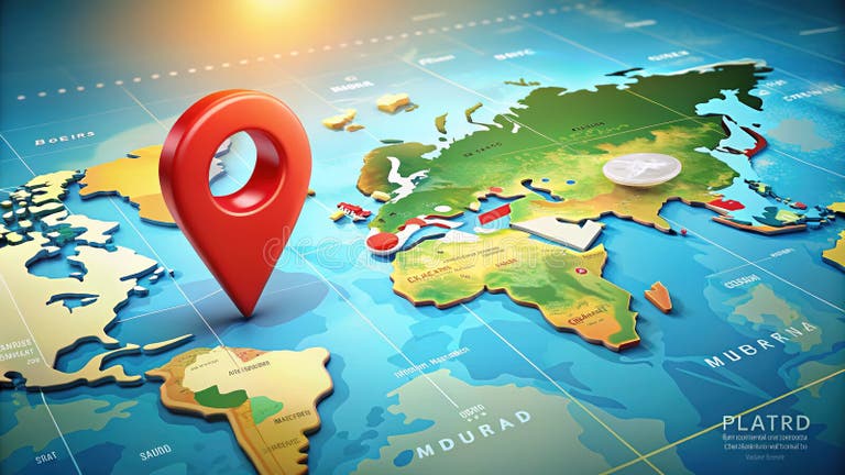 Precise Digital Map Location Marker Pinpointing a Specific Destination ...