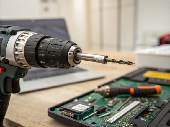 Precise Electronic Screwdriver on a Clean Workshop Table Essential Tool ...
