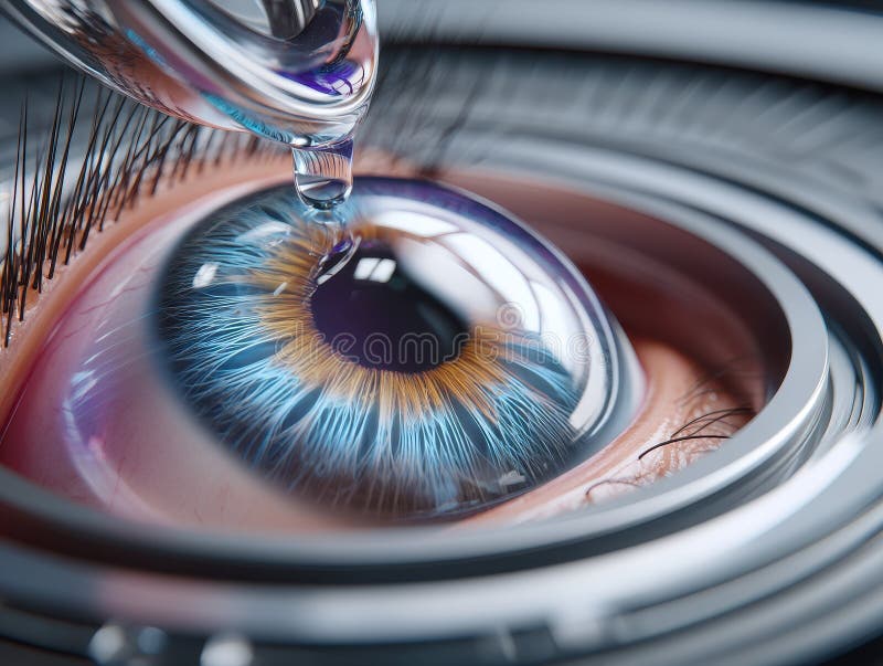 Precise Eye Treatment with Advanced Clear Liquid Drop Application Stock ...