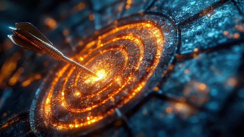 Precise Focus on a Target, Blazing with Fiery Intent Stock Illustration ...