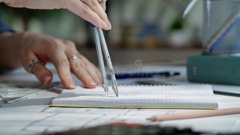 Precise Geometric Drawing Using a Drafting Compass in Design Stock ...