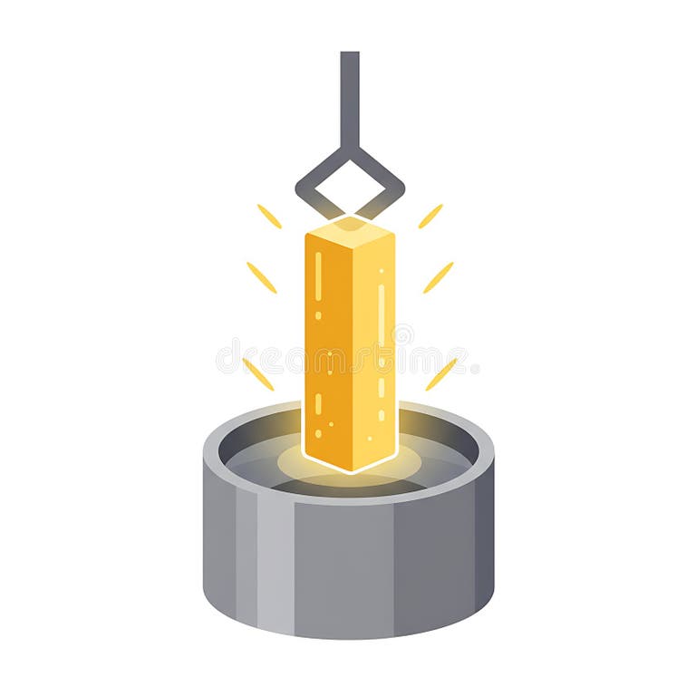 Precise Gold Ingot Immersion in Molten Crucible: Refining Process ...