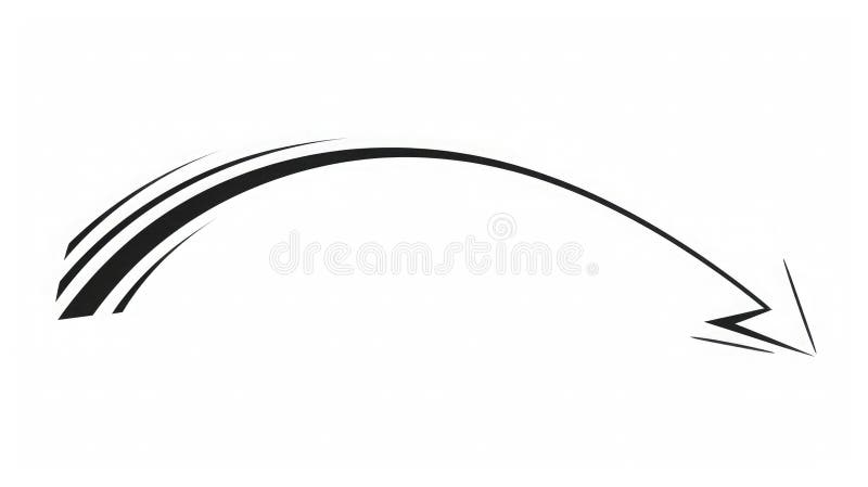 Precise Hand-drawn Arrow with Sharp Lines and Curved Tip, Black Marker ...
