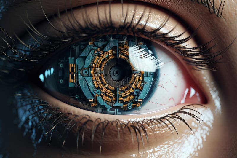 Precise Human Eye in Robot. Generate Ai Stock Illustration ... Precise Human Eye in Robot. Generate Ai Stock Illustration ...