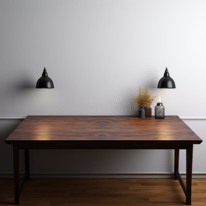 Precise Hyperrealism: Dark Brown Dining Table with Minimalist Staging ...