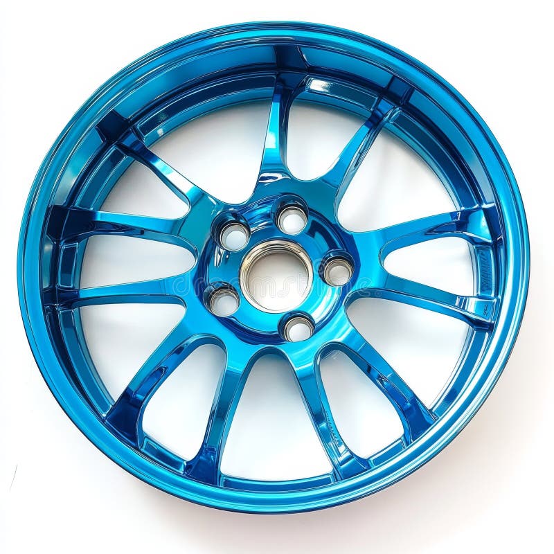 A Precise Illustration of a Shiny Chrome Alloy Wheel with a Multi-spoke ...