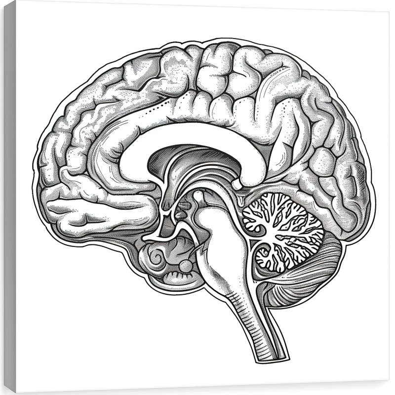 Brain Sagittal Sketch Drawing Stock Photos - Free & Royalty-Free Stock ...