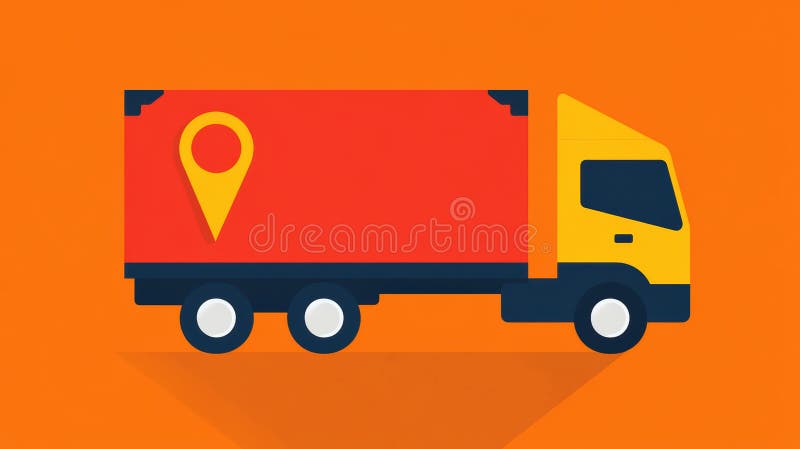 Precise Location Tracking, Delivery Truck with Map Pointer Symbolizing ...