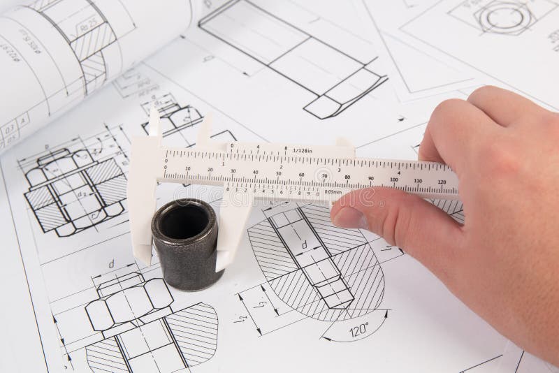 Precise Measurement of Metal Part. Stock Photo - Image of machinery ...