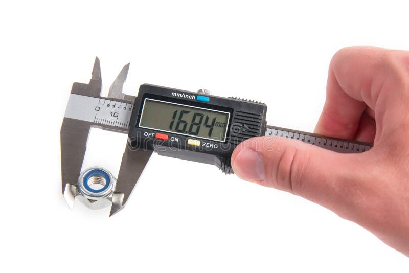 Measuring with Electronic Digital Caliper Stock Image - Image of work ...