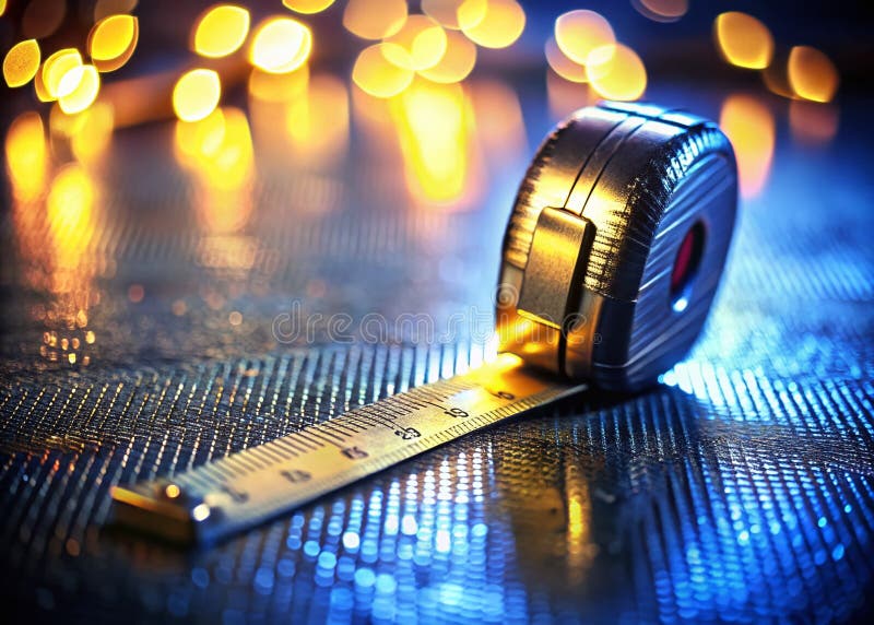 Precise Measurement a Nighttime Closeup of an Isolated Tape Measure on ...