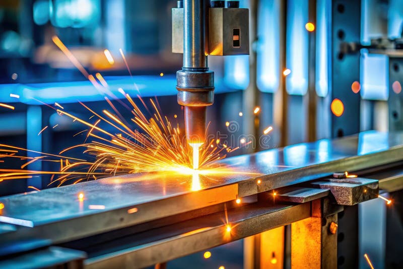 Precise Metal Cutting with Industrial Plasma Torch Sparks Fly during ...