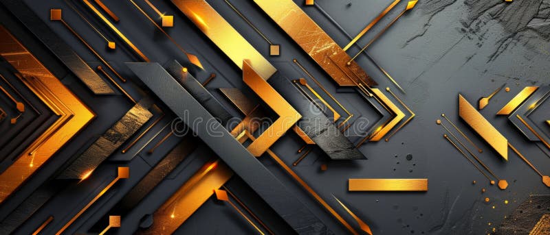 Precise Metallic Gold Arrows with Geometric Elements and Shadows Stock ...