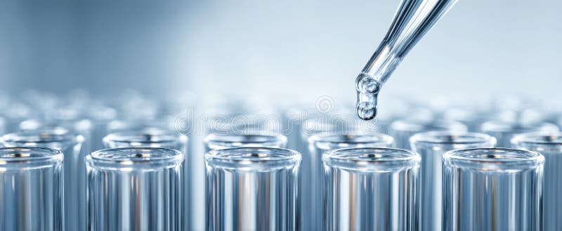 The Precise Moment of a Pipette Dropping Liquid into Laboratory Test ...