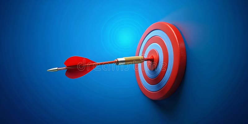 Precise Red Dart Striking a Bullseye on a Blue Target a Minimalist ...