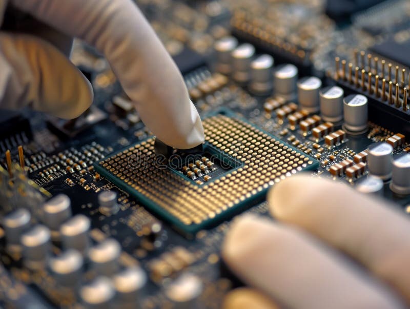 Precise Semiconductor Installation Stock Photo - Image of careful ...