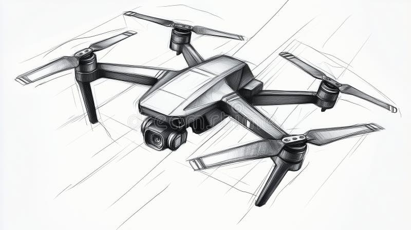 Detailed Sketch of Modern Drone Technology Stock Illustration ...