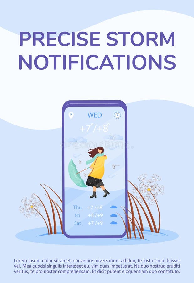 Precise Storm Notification Poster Flat Vector Template Stock Vector ...
