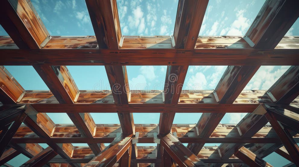 Precise Timber Beam Alignment for Roofing Framework Construction on a ...