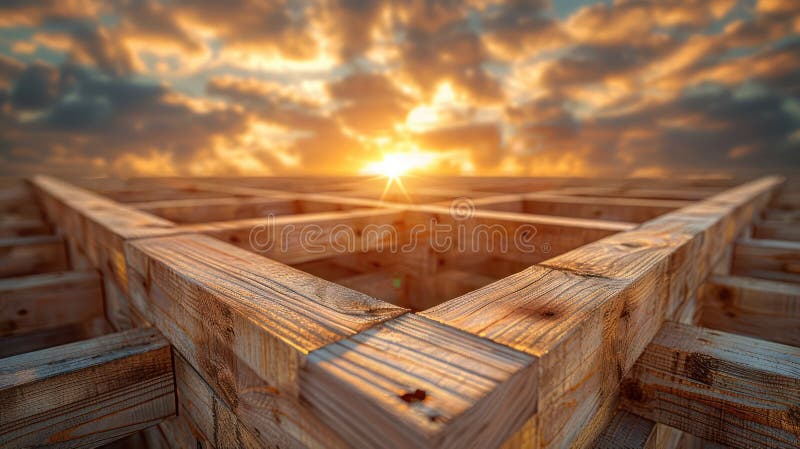 Precise Alignment of Wooden Supports in Construction Framework Ensuring ...