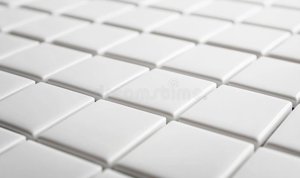 Precise White Ceramic Tile Alignment on Adhesive Under Bright Ambient ...