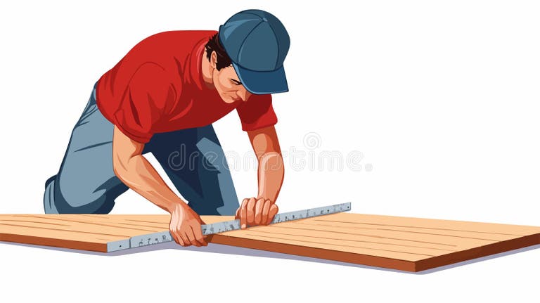 Precise Wood Measurement by Skilled Carpenter for Carpentry Work Stock ...