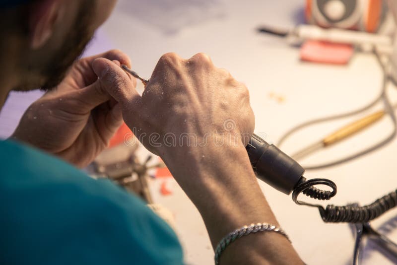 Precise Work of a Master Jeweler at the Machine Stock Photo - Image of ...