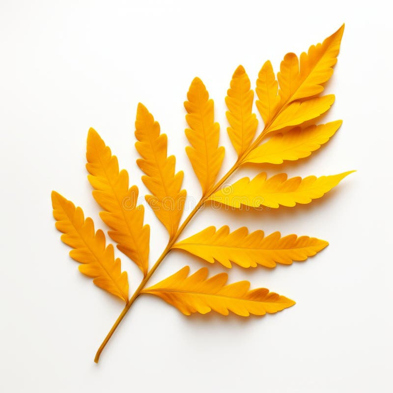 Precise Yellow and Amber Marigold Leaf on White Background Stock ...