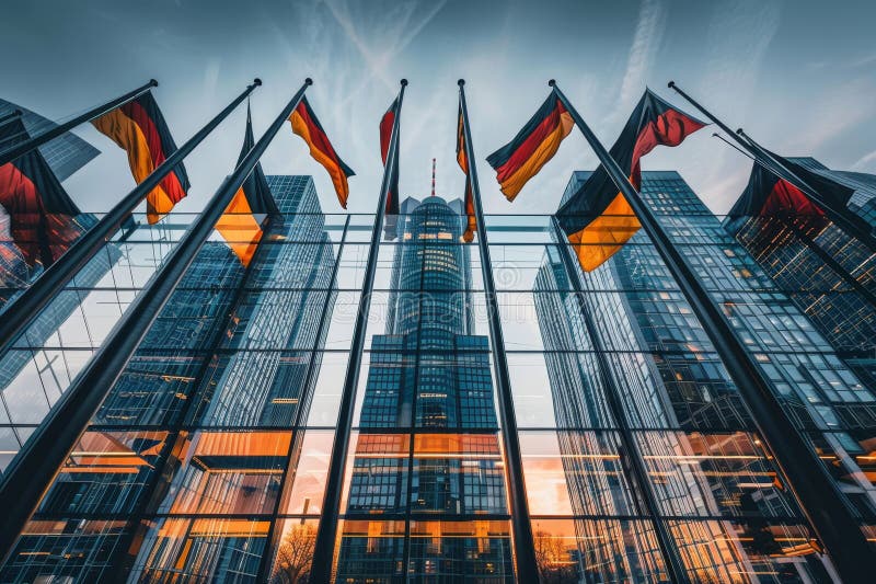Precisely Arranged Row of German Flags Creating a Striking Patriotic ...