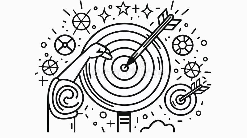 Precisely Select Target Goals Icon Outlined in Hand Drawing Stock ...
