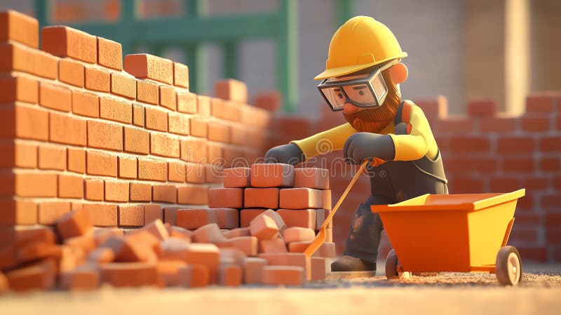 Precision in Action: a Bricklayer S Craftsmanship at Work Stock Image ...