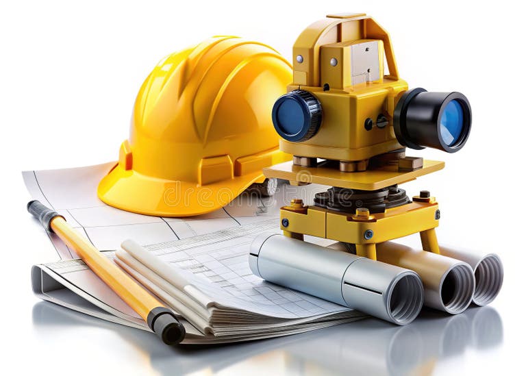 Precision in Action Essential Construction Tools Plans on a White ...