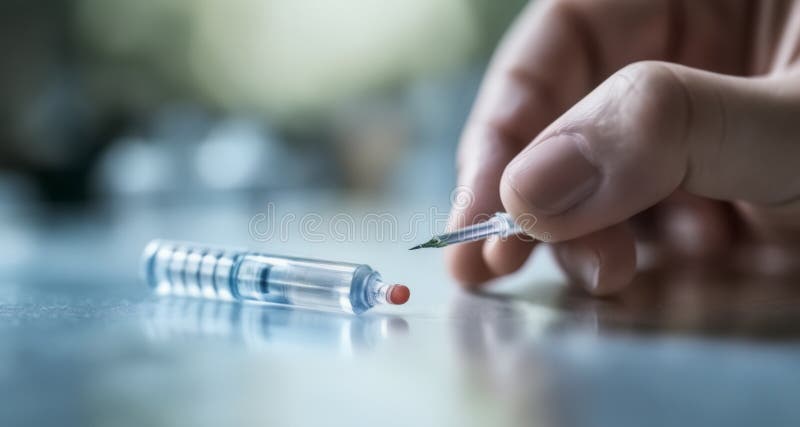 Precision in Action - a Hand Holding a Syringe with a Needle Stock ...