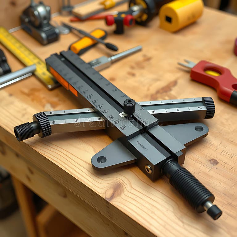 A Precision Alignment Tool Set on a Wooden Workbench Surrounded by ...