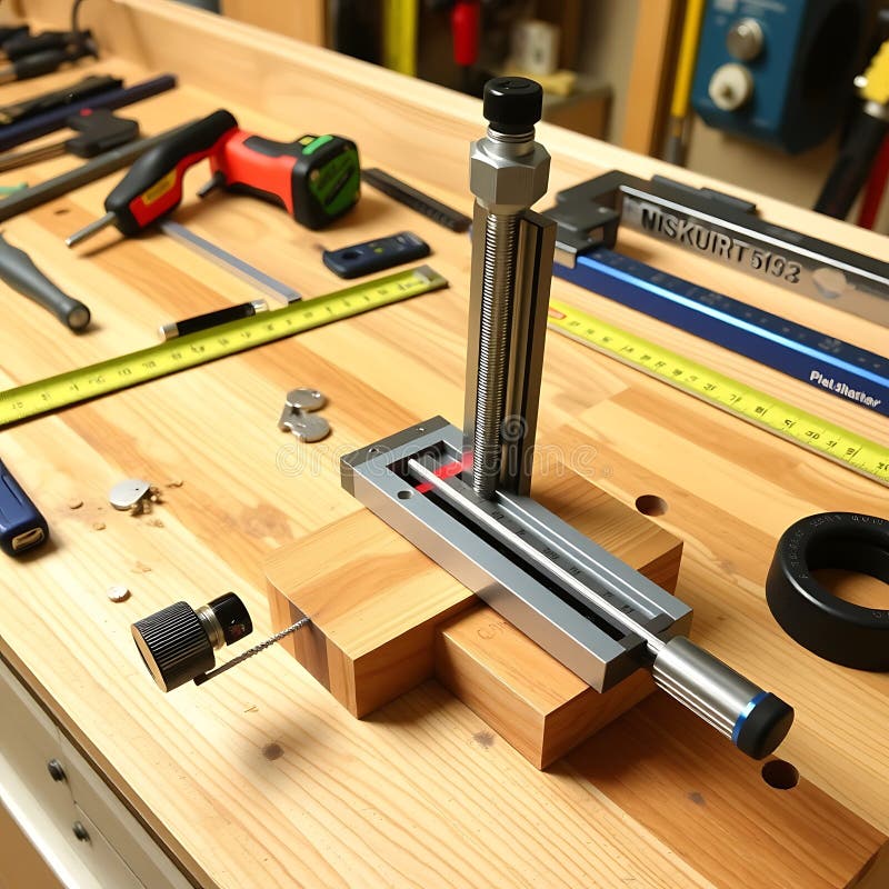 A Precision Alignment Tool Set on a Wooden Workbench Surrounded by ...