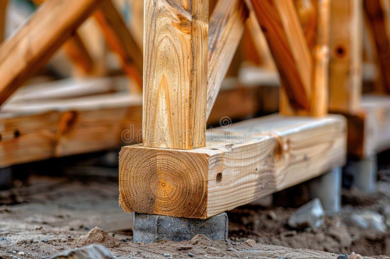 Precise Alignment of Wooden Supports in Construction Framework Ensuring ...