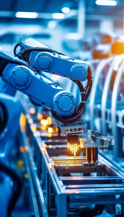 Precision Assembly in Automated Manufacturing Plant Ai Robots at Work ...