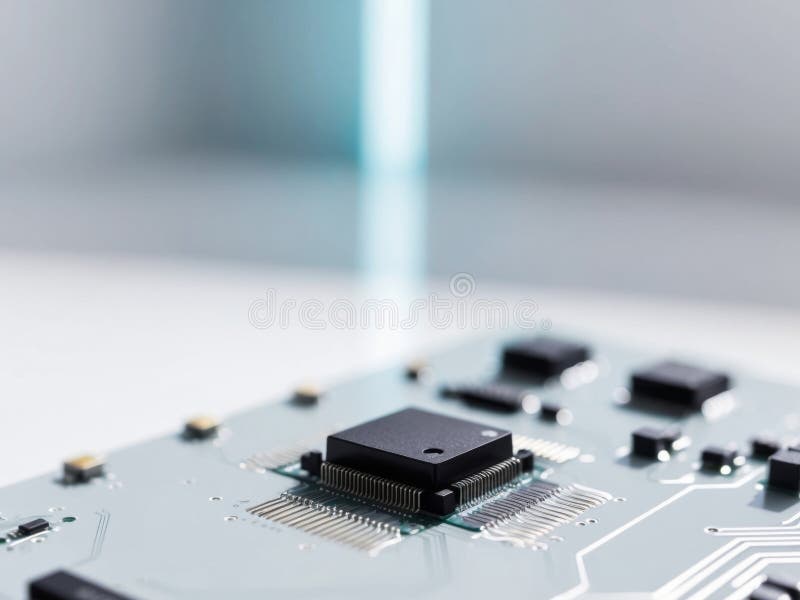 Precision Assembly of Microchip on Circuit Board. Stock Illustration ...
