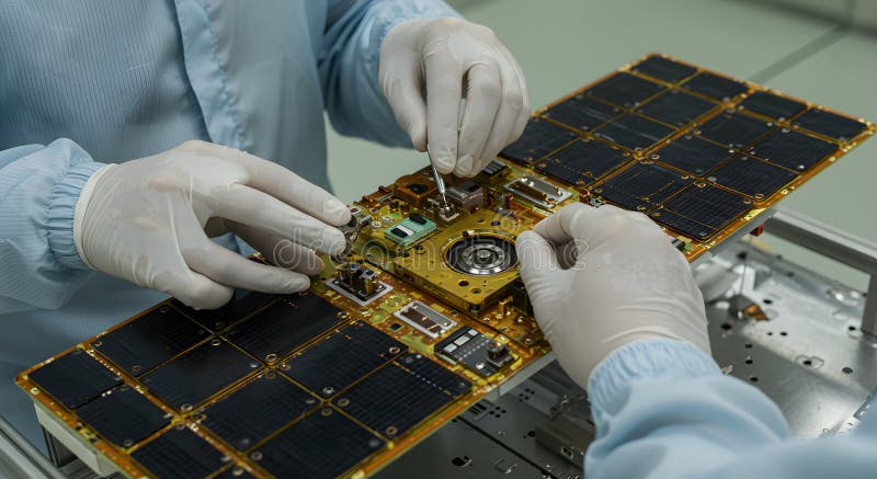 AI-Generated Satellite Assembly Stock Image - Image of expertise ...