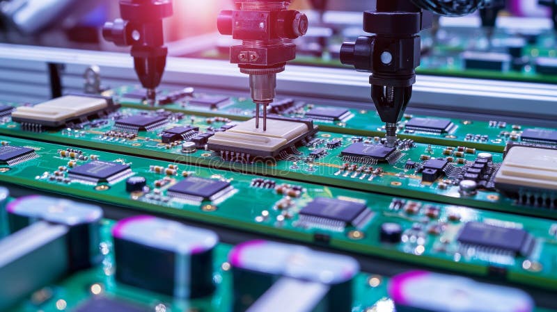Precision Automated Circuit Board Assembly Stock Image - Image of ...