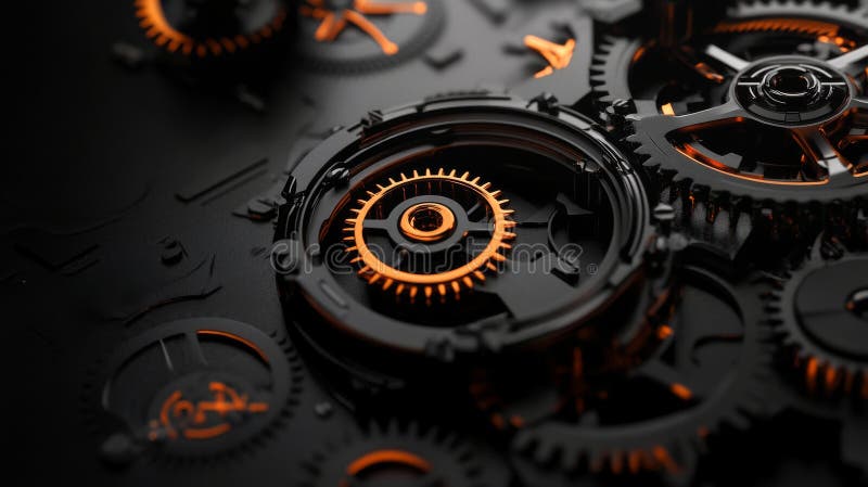 Precision Black Gears and Cogs - Elaborate Machinery, Detailed System ...