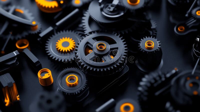 Precision Black Gears and Cogs Intricate Machinery Complex System ...
