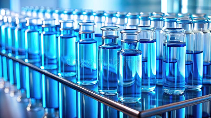 Precision Blue Liquid Vials a Visual Representation of Scientific ...