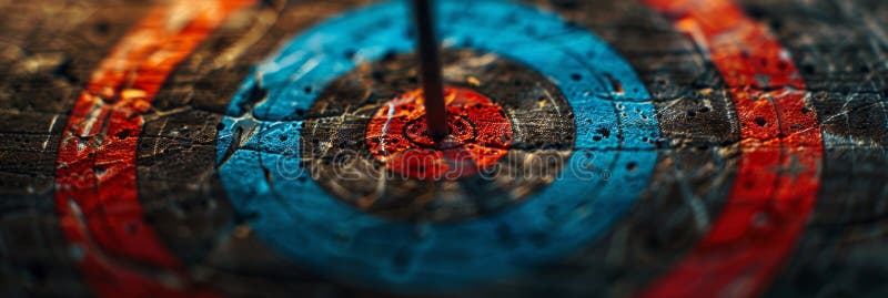 Precision Captured Arrow Piercing Bullseye, Symbolizing Perfect Aim at ...