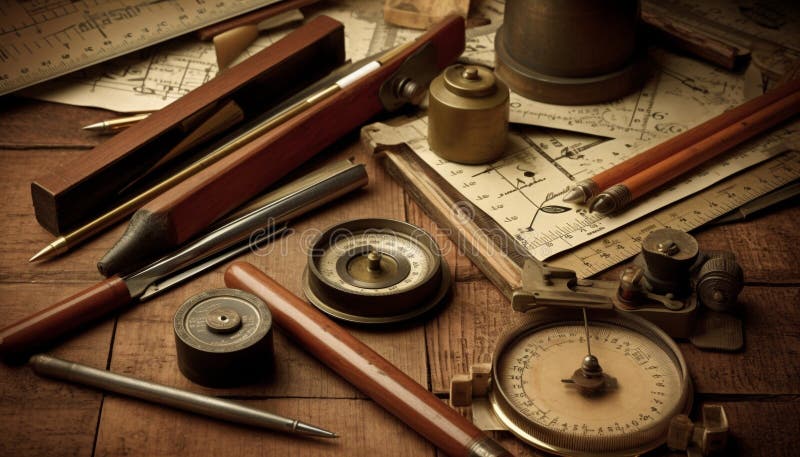 Precision Carpentry Plan Sketched with Old Tools Generated by AI Stock ...