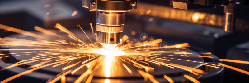 Precision Cnc Milling Machine Shaping Complex Metal Piece with Sparks ...