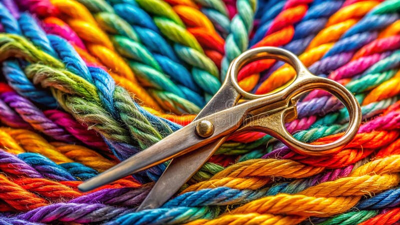 Precision Crafting Tools Closeup of Packing Rope and Scissors Ready for ...