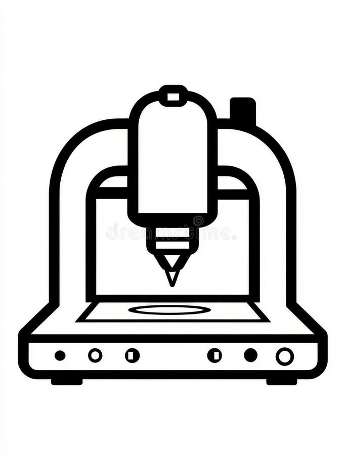 Precision Cutting Machine Illustration Line Art Illustration of a ...