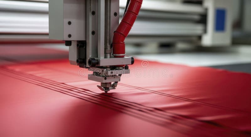 Precision Cutting Machine Working on Red Material in an Automated ...